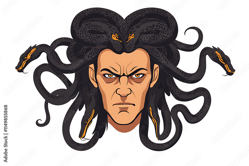 Ilustração Medusa, the Gorgon from Greek mythology, with her iconic ...