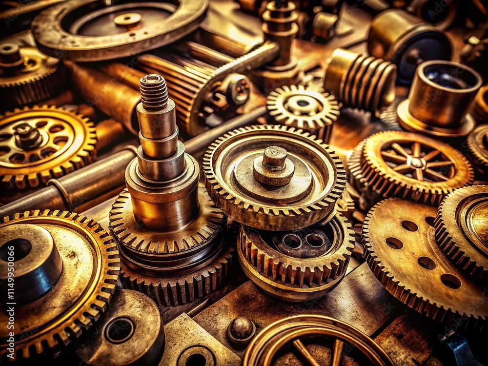 Vintage Industrial Blueprint: Detailed Mechanical Parts with Dimension ...