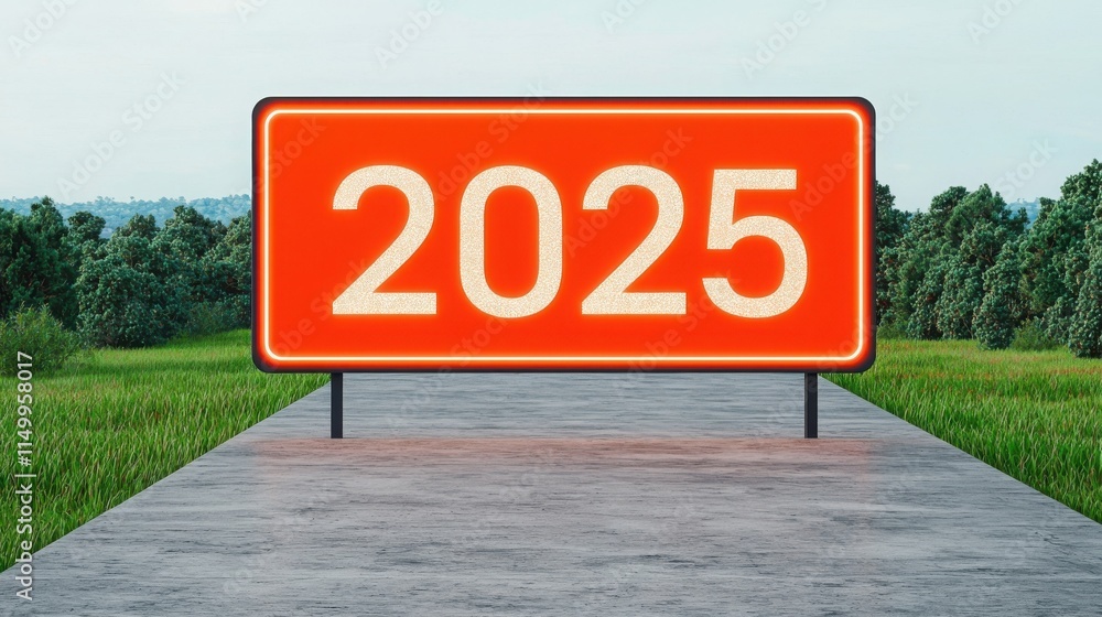 2025 goal setting planning and objectives. Sign displaying the year ...