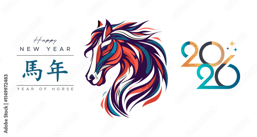 Стоковий вектор 2026. Chinese new year 2026 celebration template, year ...