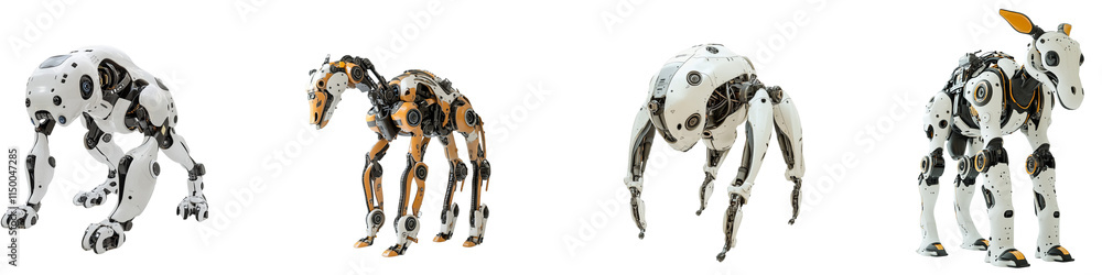 Four robots with different designs and colors Stock Illustration ...
