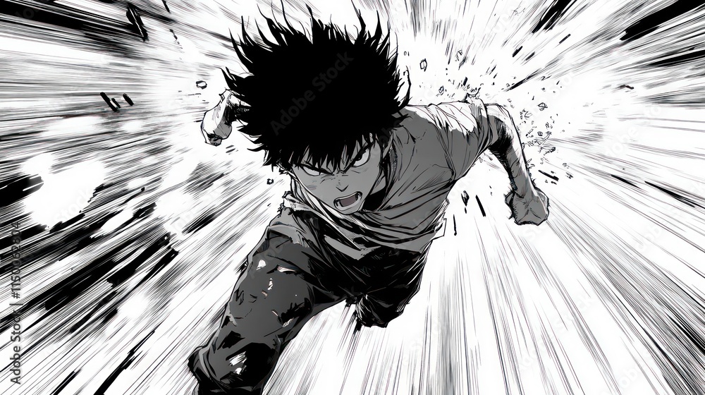 Ilustração Experience the dynamic energy of manga and anime style comic ...