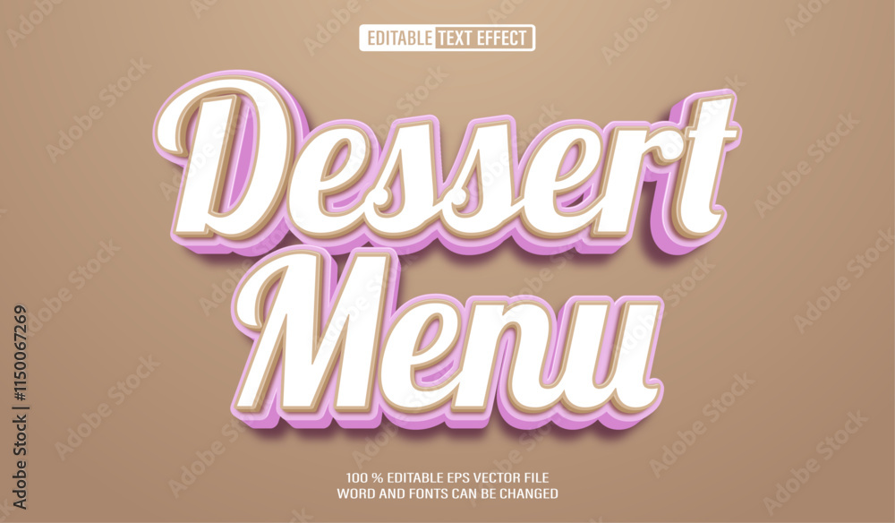 Editable 3d text style effect - Dessert Menu text effect Template Stock ...