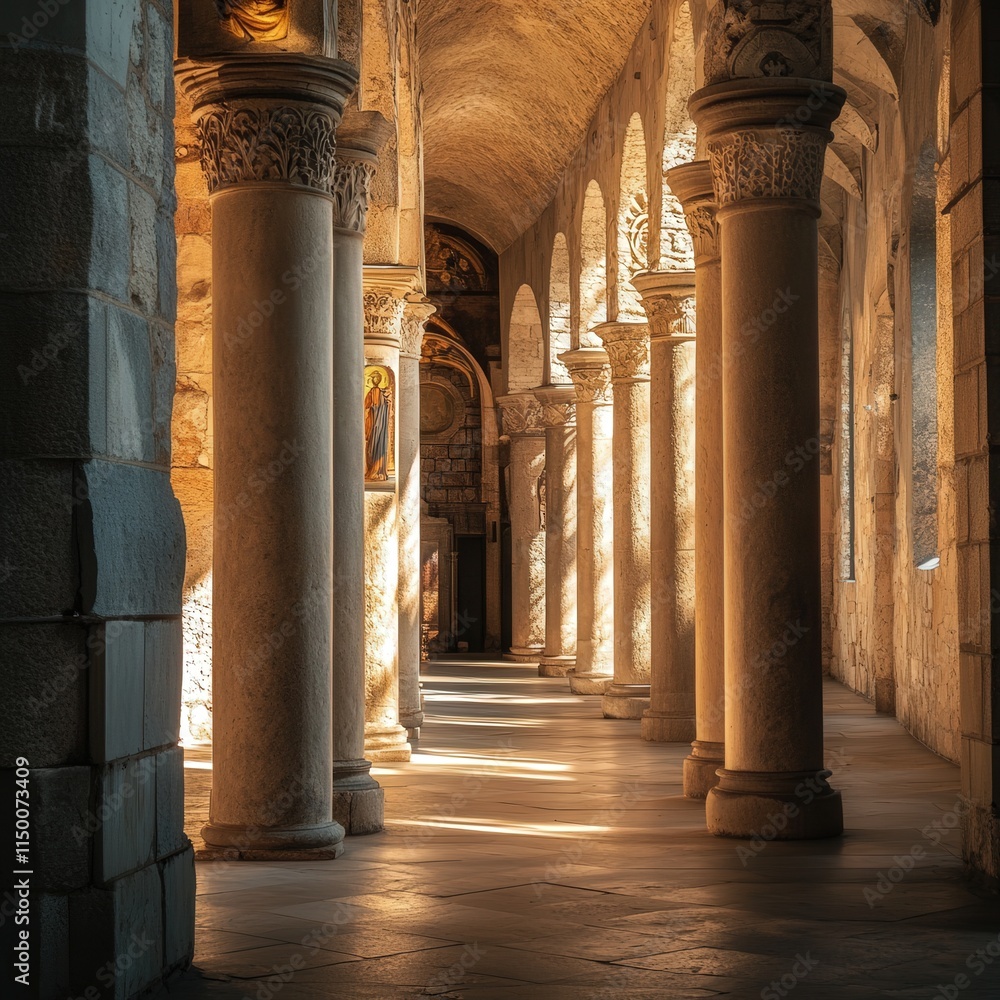 interior of Klis Church, featuring its towering columns and rich ...