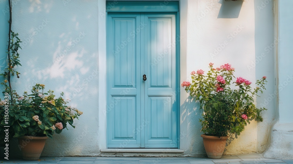 charming pastel door with soft lighting, its soothing tones and ...