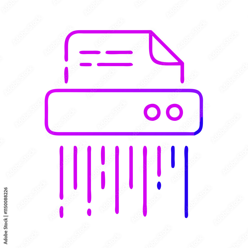Minimalist data shredding icon with document and shredder. Perfect for ...