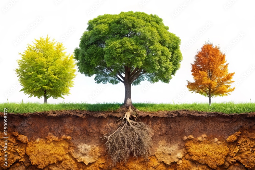 Soil Profile Cross Section: Layers, Texture, Tree Roots, Eye-Level View ...