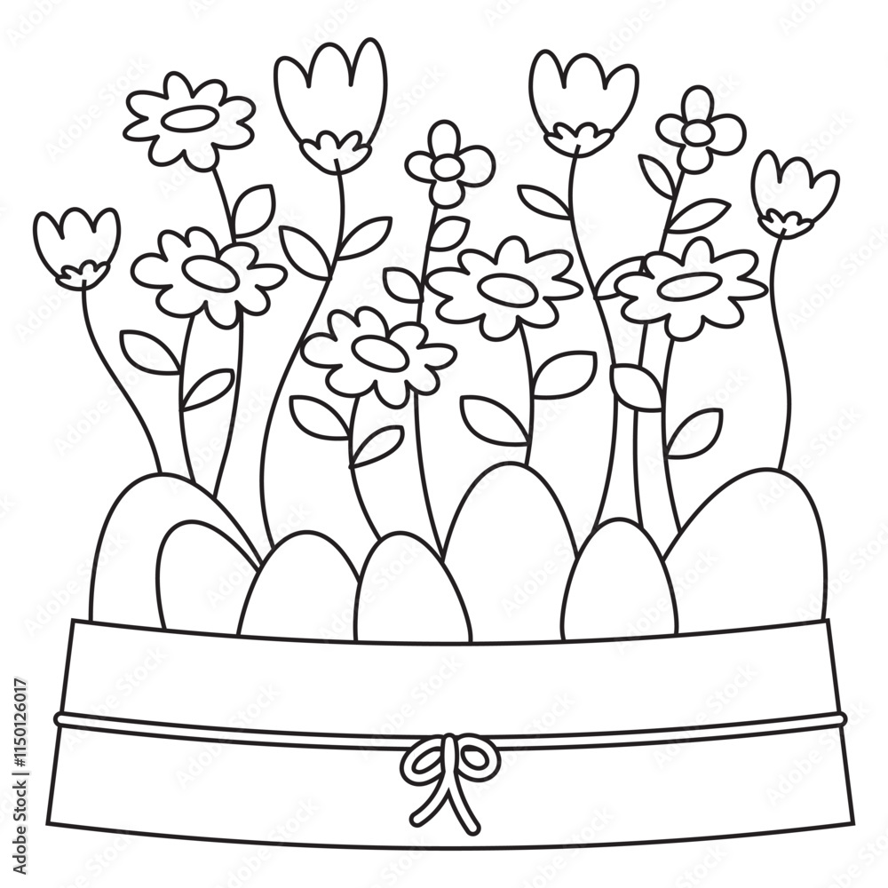 Vector de Stock Outline coloring page for kids: Easter spring coloring ...