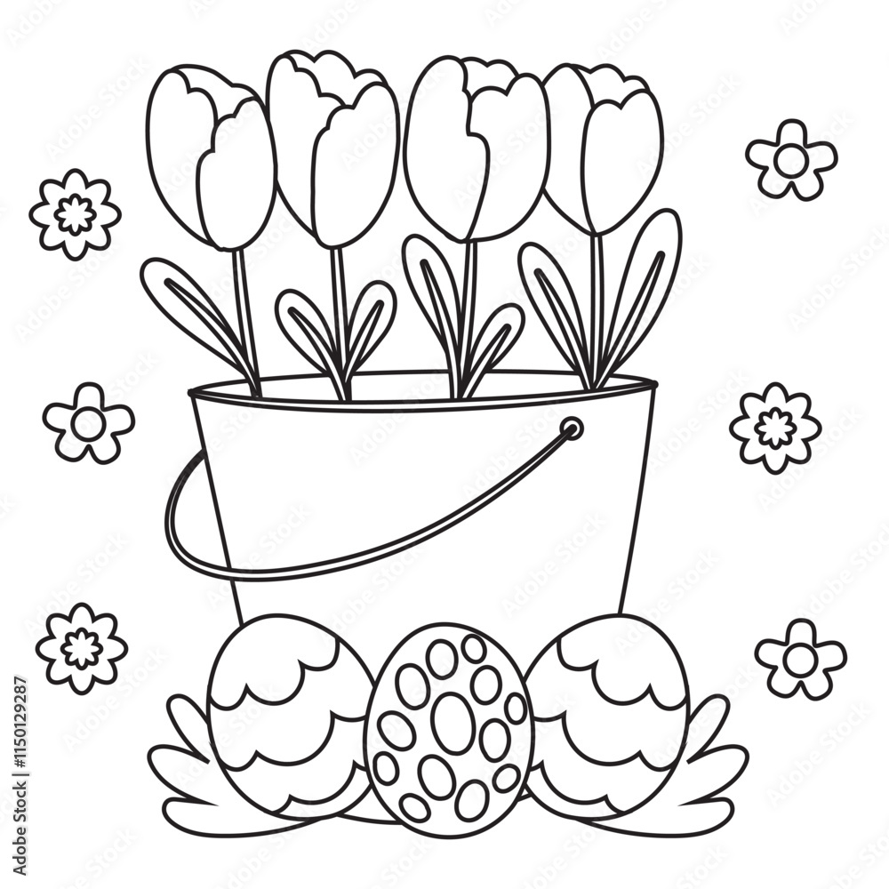Outline coloring page for kids: Easter spring coloring page. Cute ...