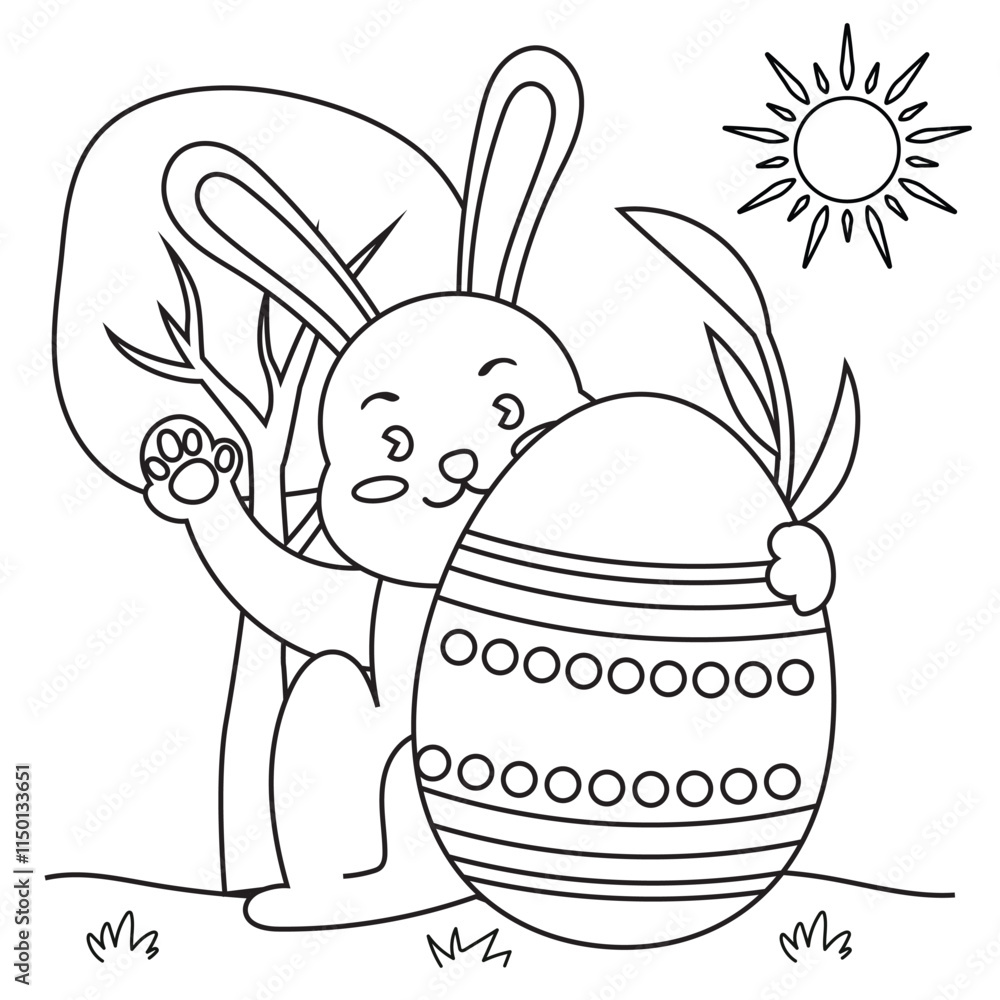 Vector de Stock Outline coloring page for kids: Easter spring coloring ...