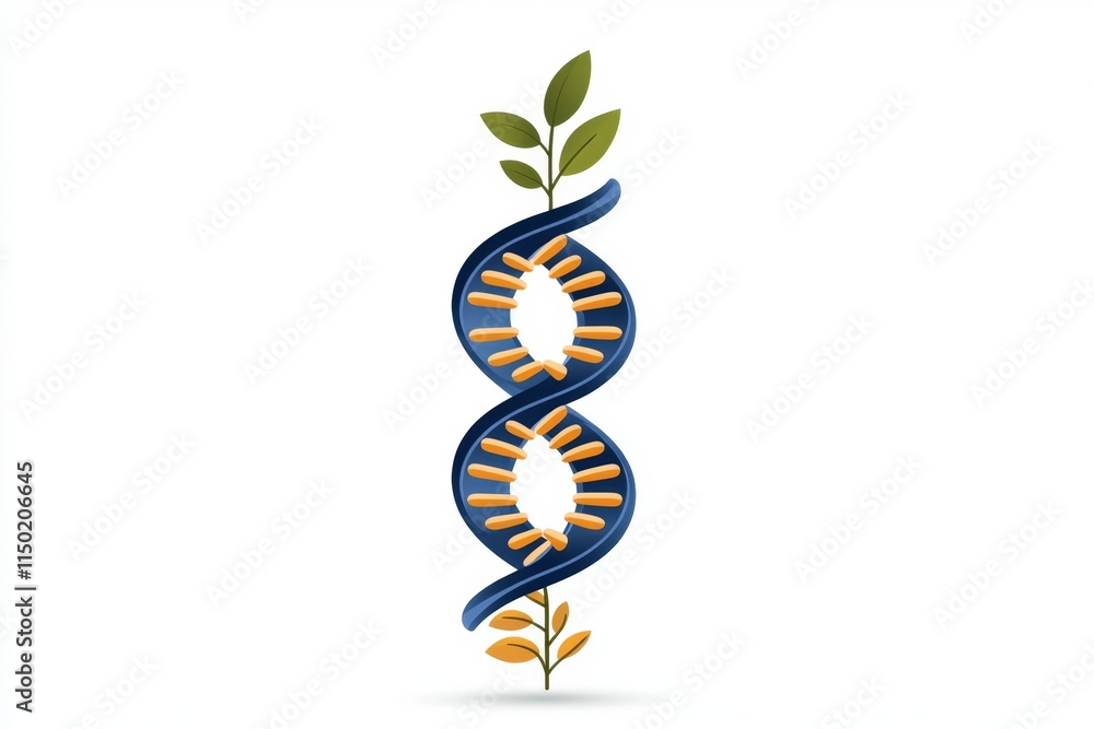 A minimalist design of a glowing DNA strand intertwined with a ...