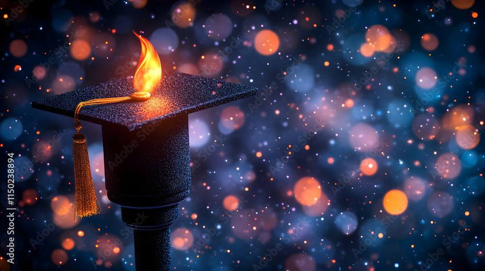 Graduation Torch Symbol Vector Signifying Enlightenment and Academic ...