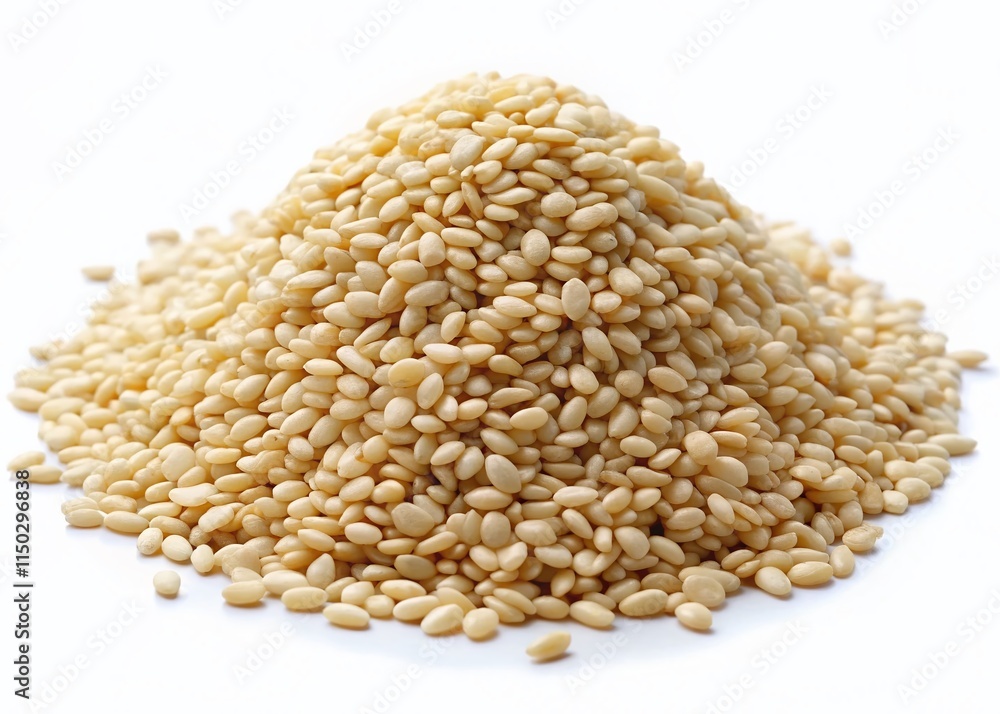White Sesame Seeds Pile, Top View, Isolated, High-Resolution PNG Image ...