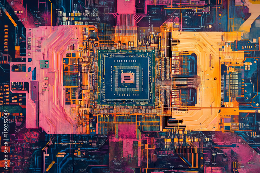 Computer motherboard chip under X-ray scan Stock Illustration | Adobe Stock