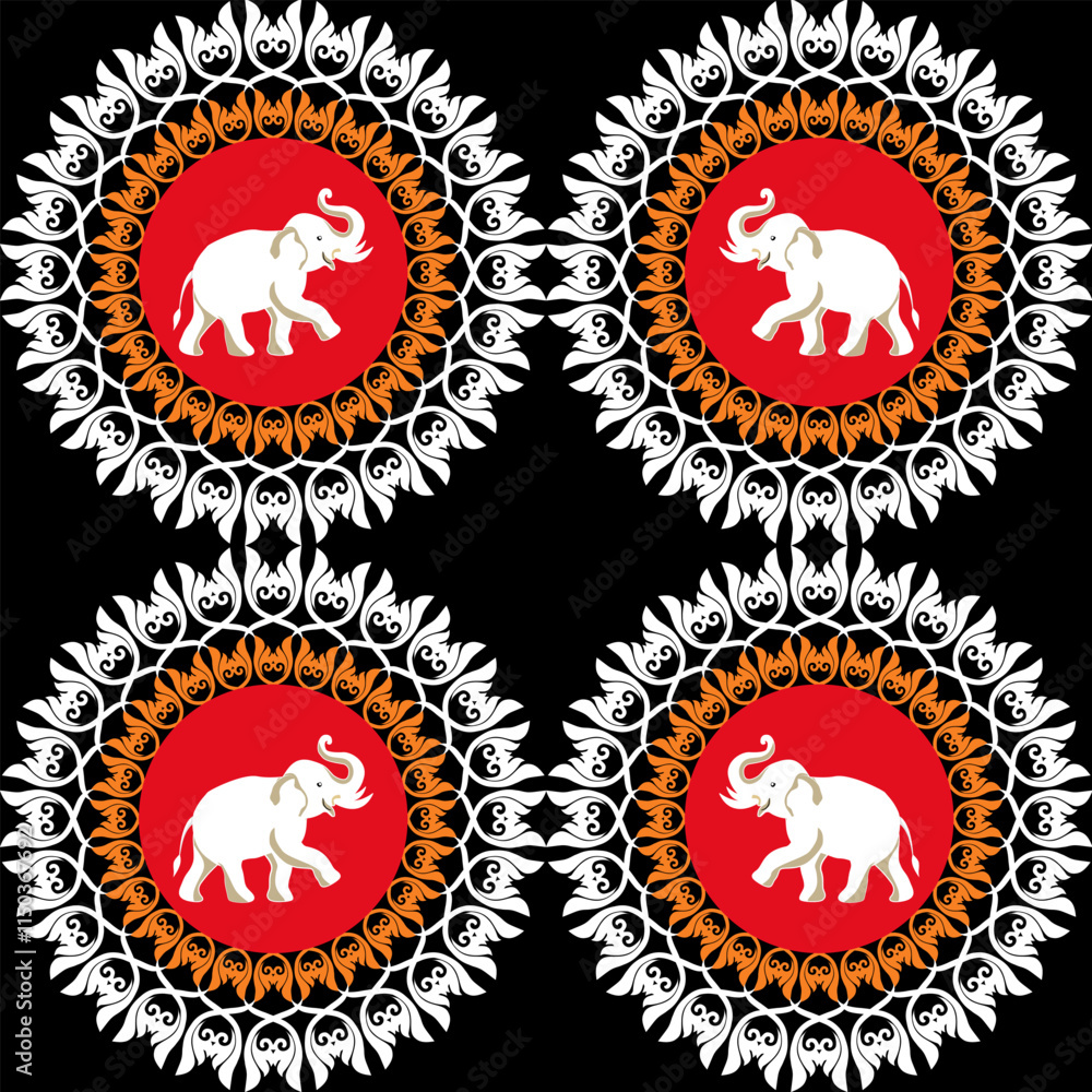 elephants pattern, mandala Beautiful Thailand,thai pattern,seamless ...