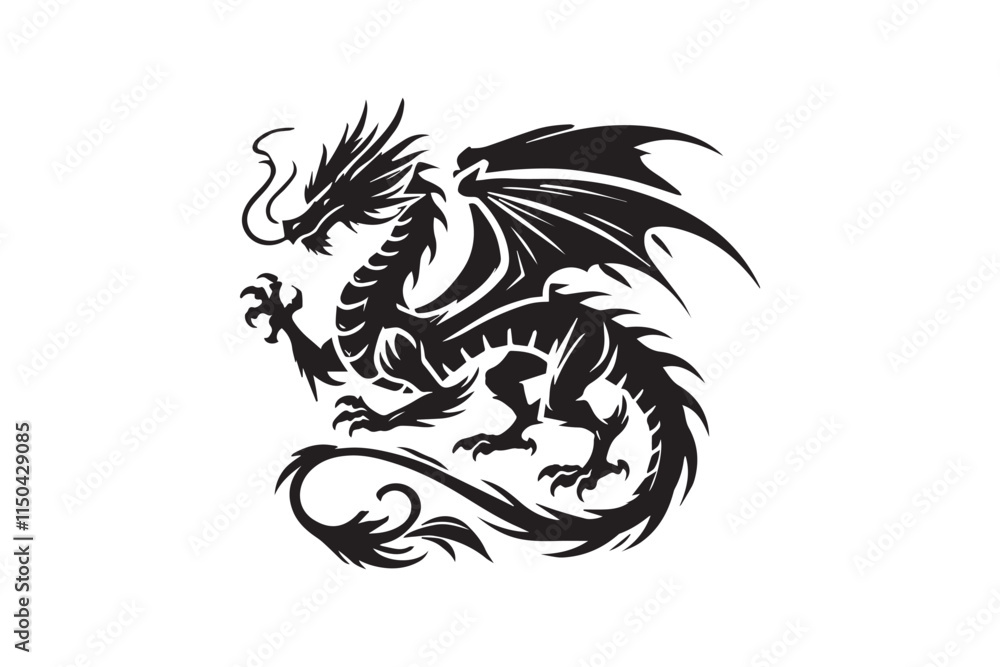 simple dragon black color vector silhouette in white background Stock ...