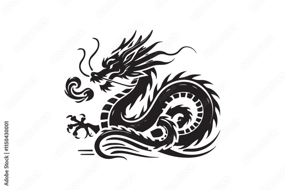 simple dragon black color vector silhouette in white background Stock ...