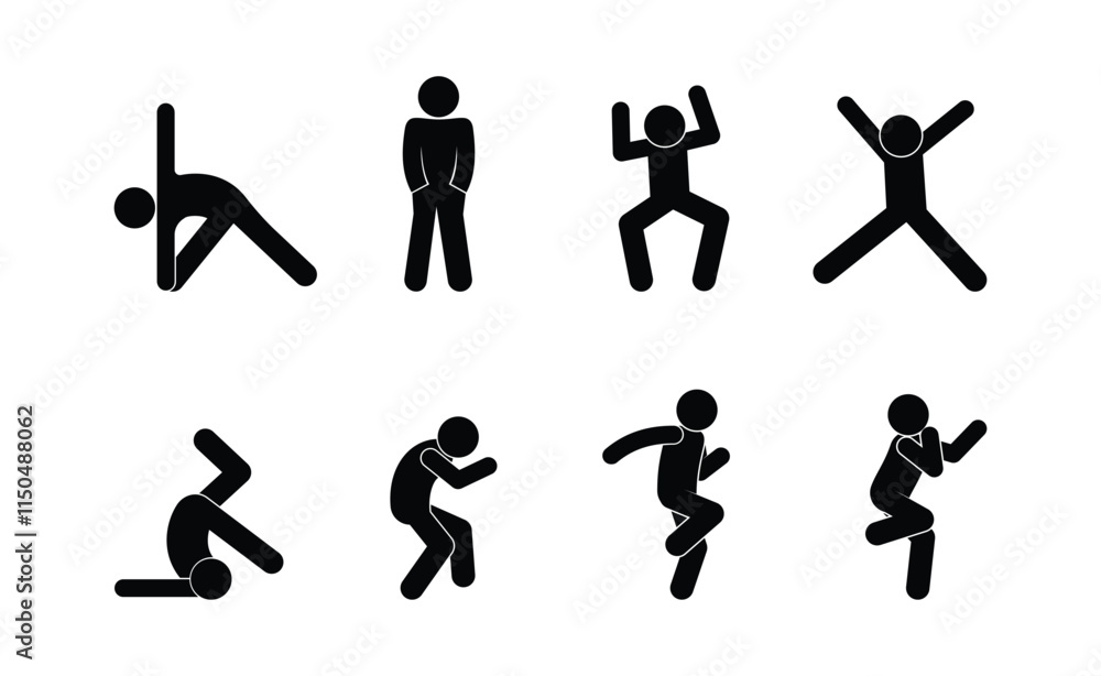 stick figure people pictogram, set of human silhouettes, man icon ...