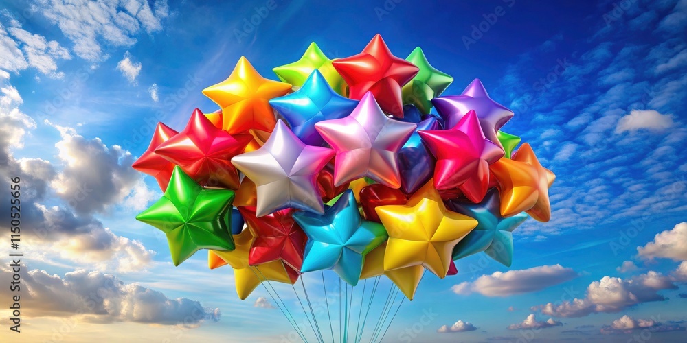 Star-shaped balloons burst with color, perfectly composed using the ...
