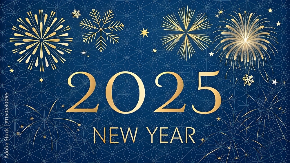 Celebrating 2025 New Year.Elegant card for event with abstract golden ...
