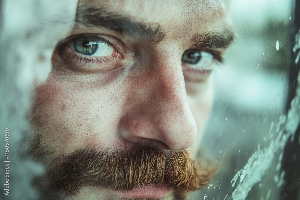 Eerie Man with a Single Eye Behind Frosted Glass: A Mysterious Figure ...