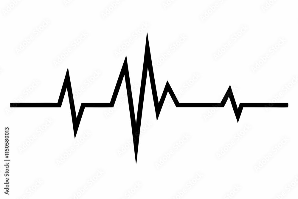 heartbeat silhouette, Heart beat one line, Continuous lines heart beats ...