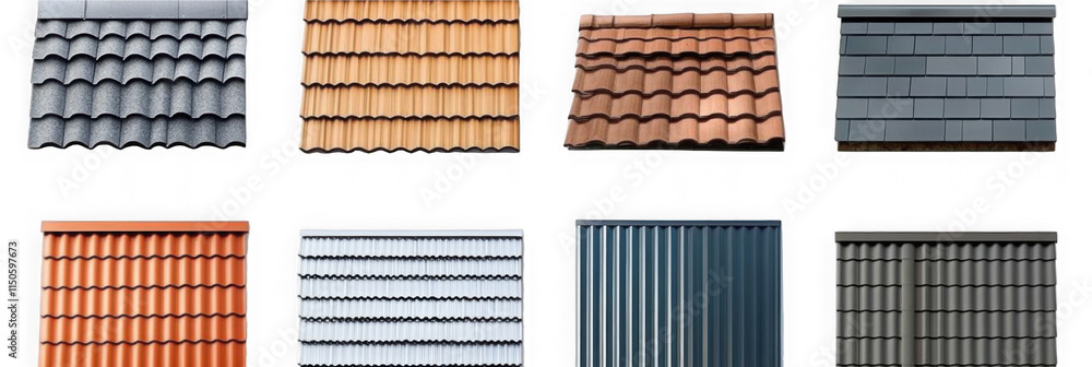 Various roof types isolated on transparent background. Includes ...