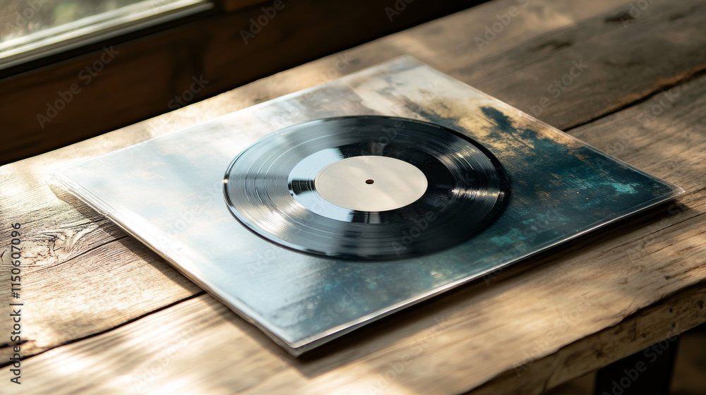 Vinyl cd album cover overlay for music record on black background ...