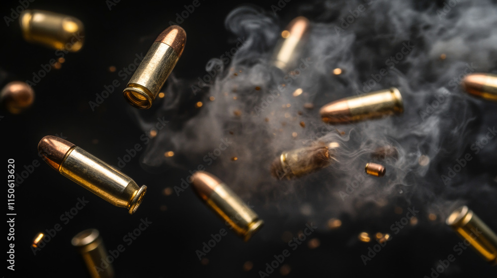 Fired bullets with smoke traces isolated on transparent background ...