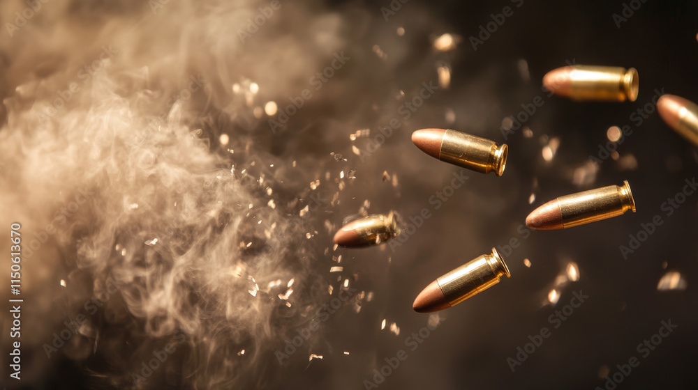 Fired bullets with smoke traces isolated on transparent background ...