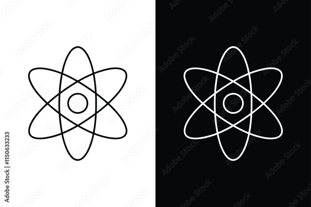Black and White Atom Icon. Fusion Vector Designs for Professionals ...