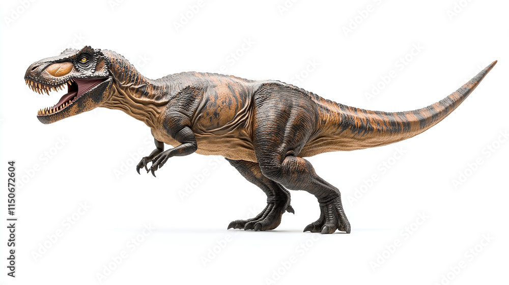 Roaring tyrannosaurus rex or t-rex dinosaur side view portrait full ...