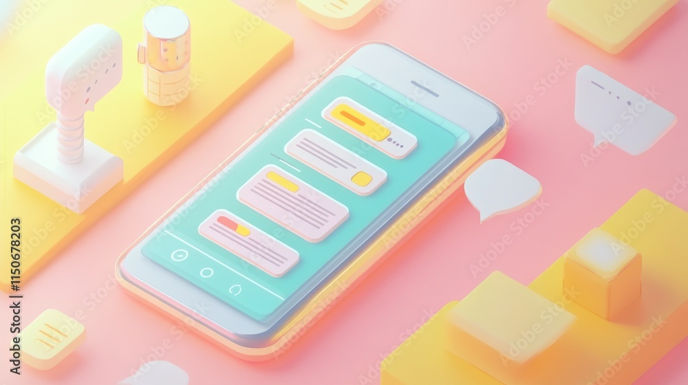 Mobile chat dialog application interface. UI UX design of messenger app ...