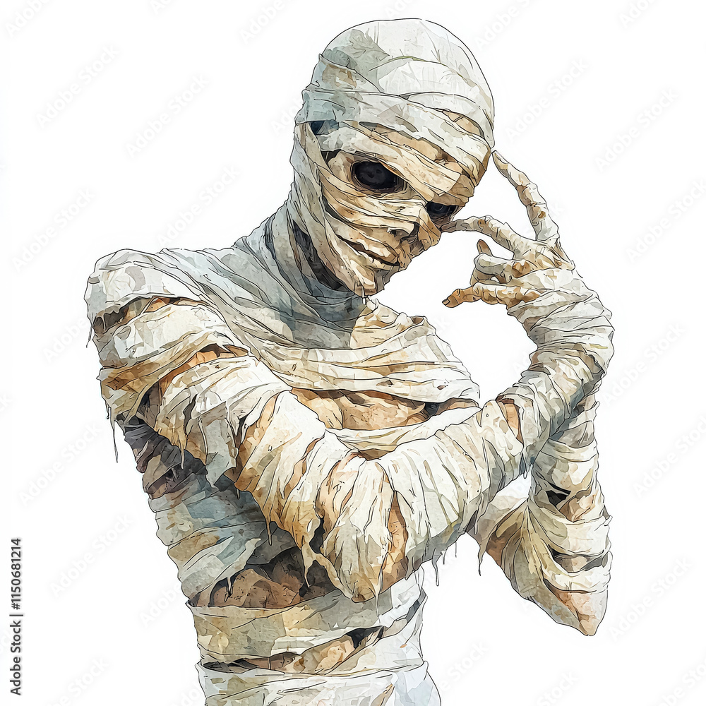 Man with a face covered in bandages is holding his hands together. The ...