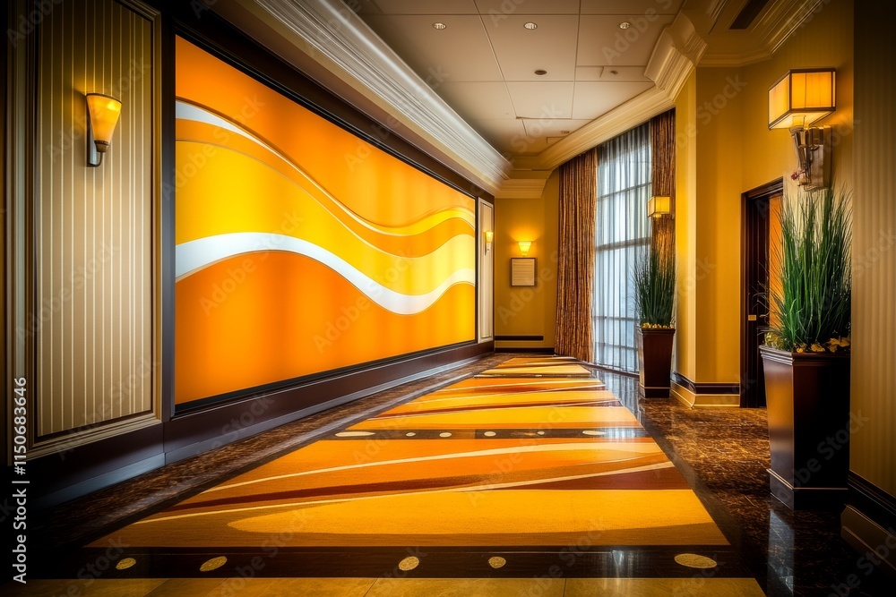 In a hotel ballroom, projection mapping creates a dynamic digital ...