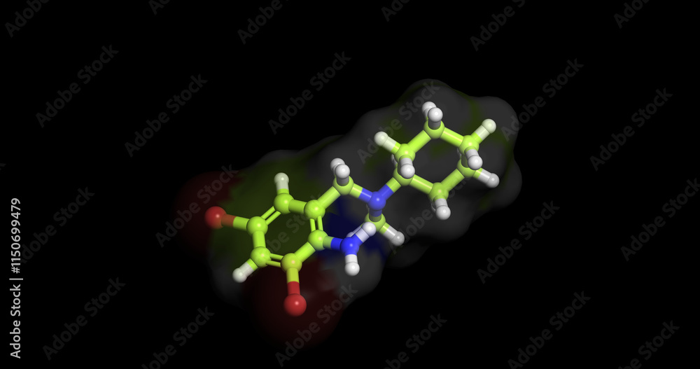 Bromhexine, mucolytic/expectorant, 3D molecule, 4K Stock Illustration ...