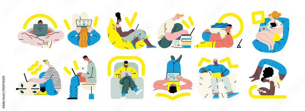 Creative workspace, modern flat vector concept illustration of a person ...