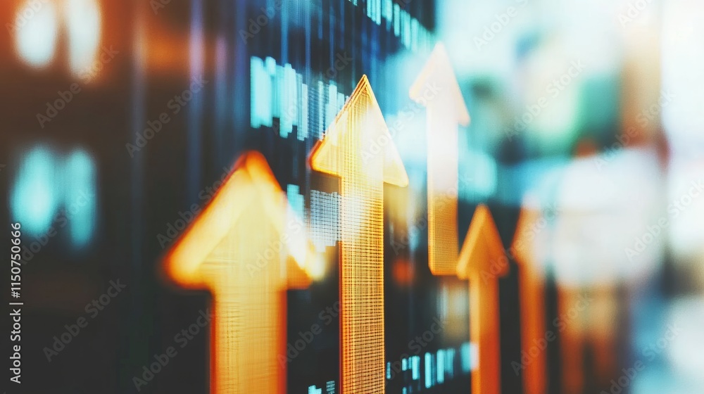 Futuristic and abstract technology scenery, centered around a rising ...