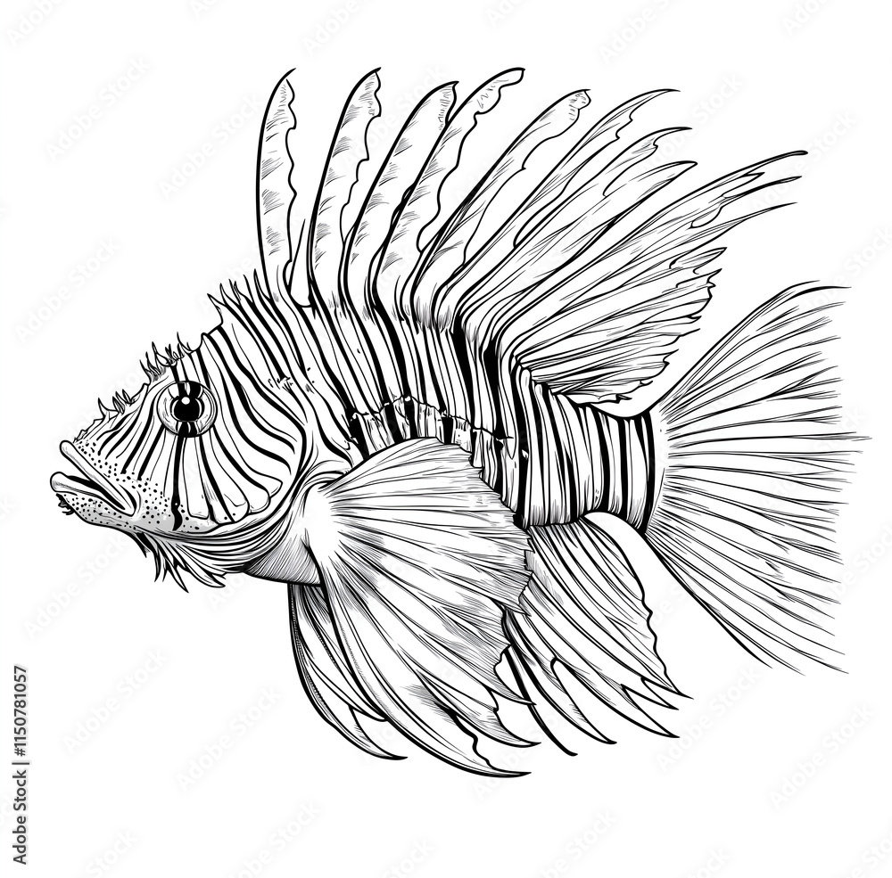 black and white vector line drawing for an adult coloring book, of the ...