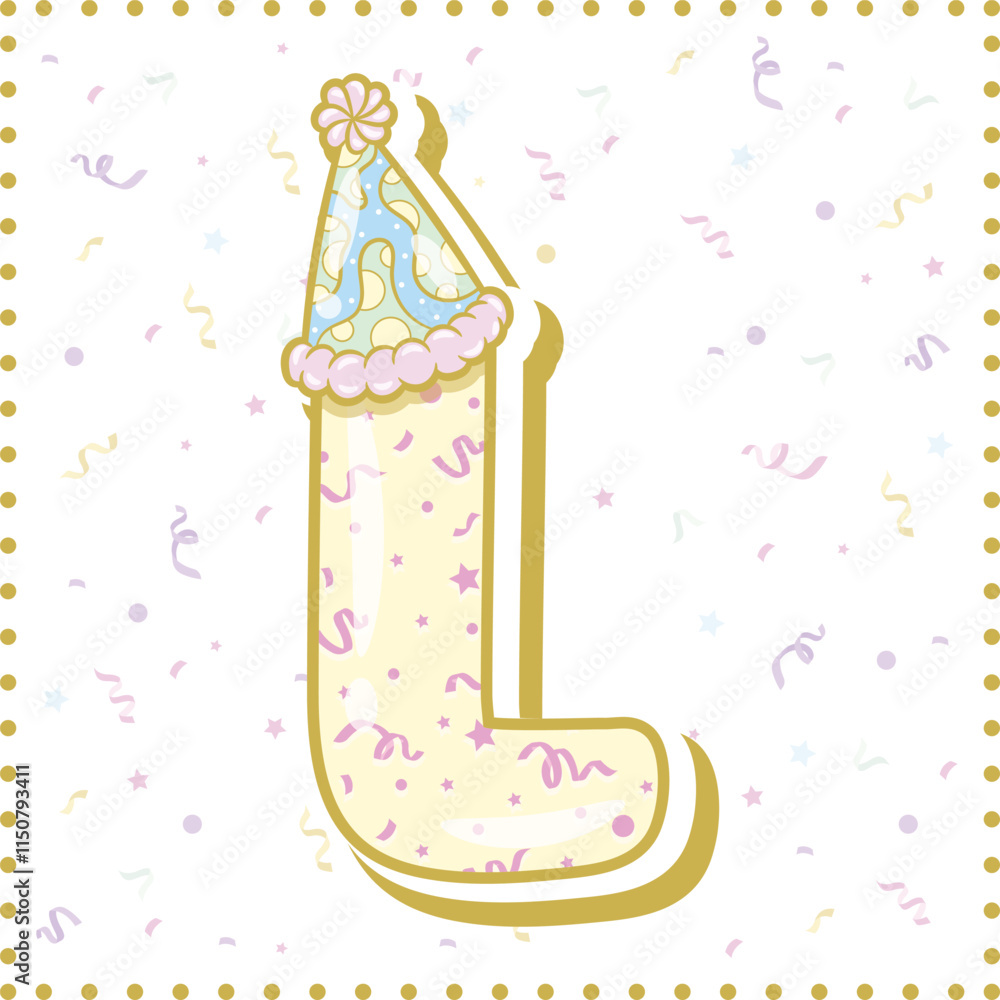 Happy Birthday English alphabet letter L in cute pastel coloring with a ...