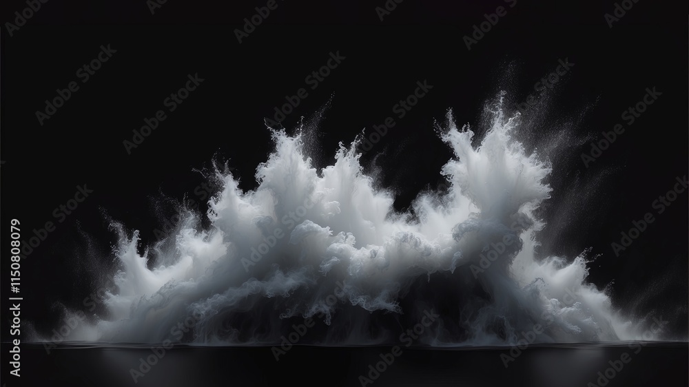 Realistic illustration with spooky smoke and steam above water surface ...