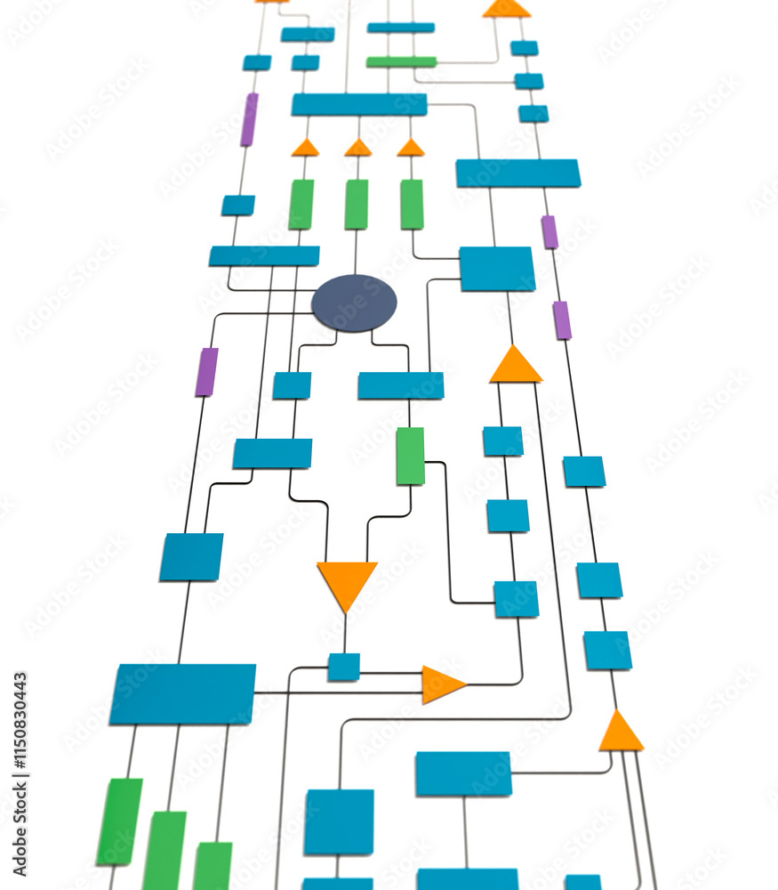 Business flow chart, strategy, plan, industrial process, decision tree ...