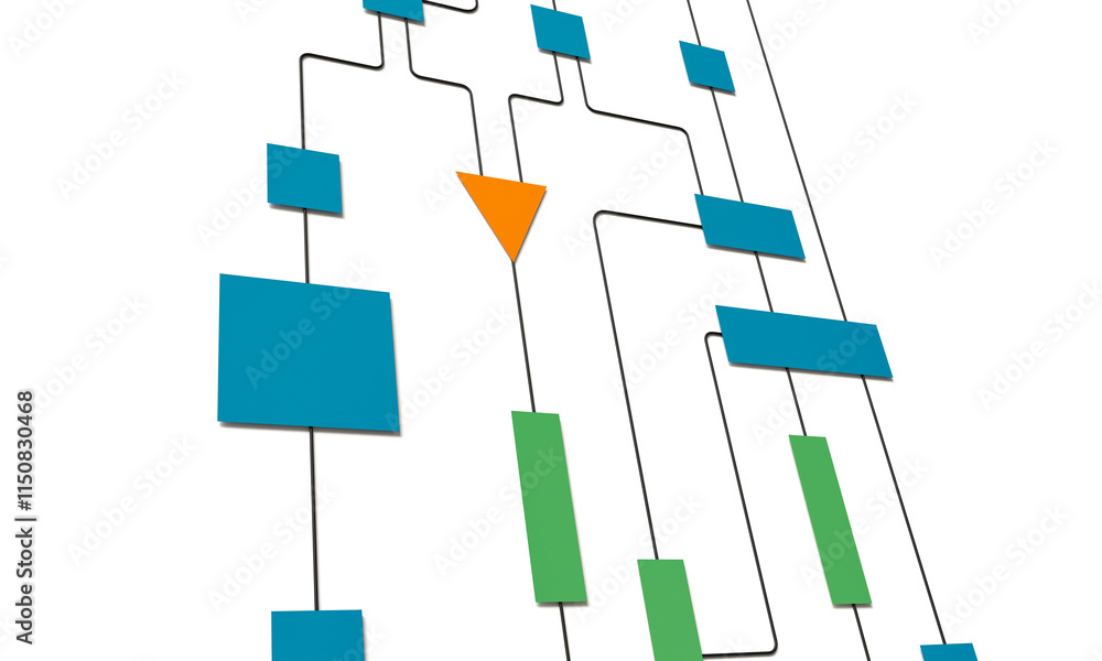 Business flow chart, organigram. Connected lines,and geometric shapes ...