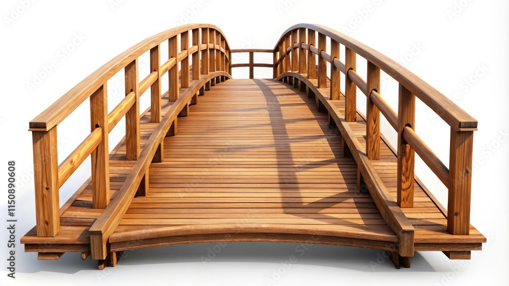 Wooden Bridge Panoramic PNG, Isolated White Background, Rustic Bridge ...