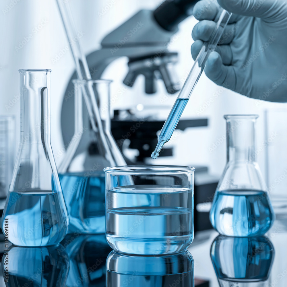 Laboratory Setup with Test Tubes and Beakers Stock Photo | Adobe Stock