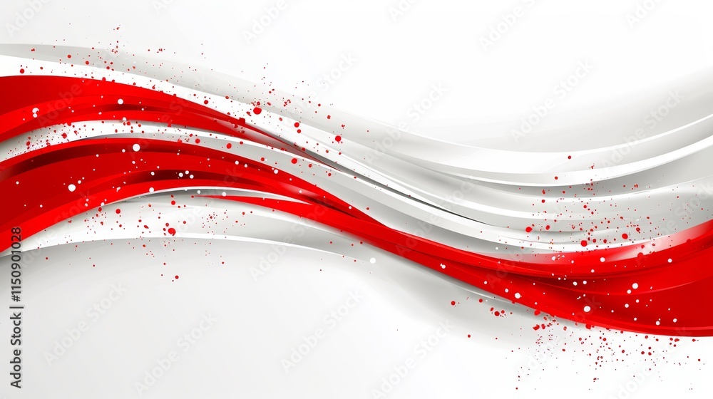 Swirling red and white waves intermingle on a smooth surface, creating ...