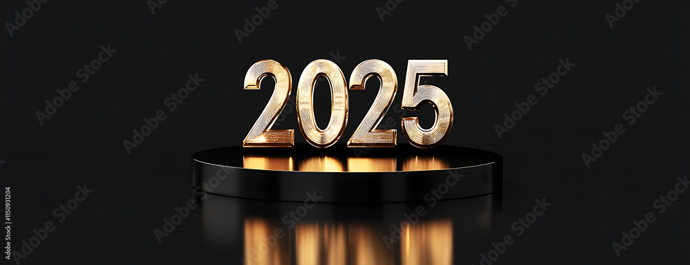 Elegant 2025 New Year's Eve Countdown Design Golden Numbers on Black ...