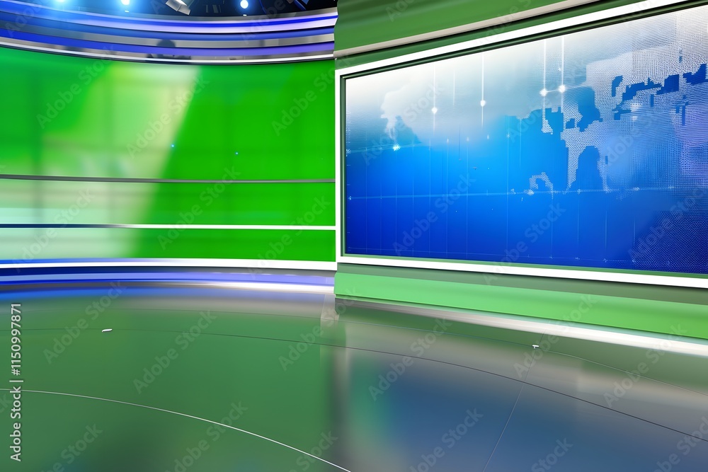 Professional green screen background for anchorman, perfect for news ...
