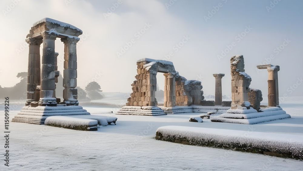Snow-Covered Ancient Ruins: A Forgotten Temple Enshrouded in Time and ...