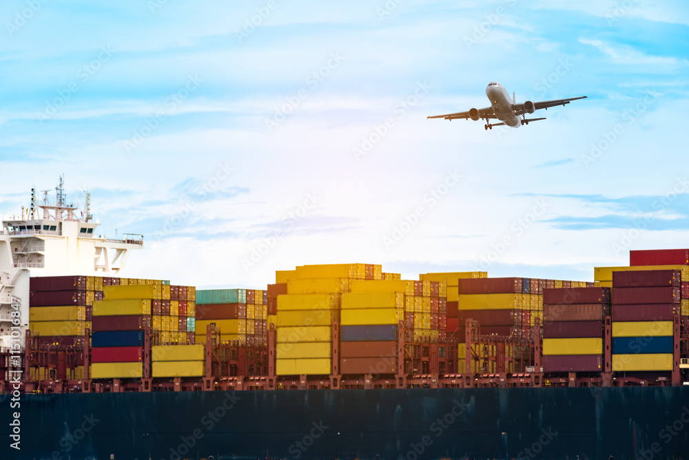 Generated imageAerial view of the freight shipping transport system ...